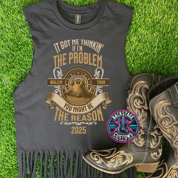 Backstage Customs | Tops | Im The Problem Wallen Fringe Muscle Tank ...